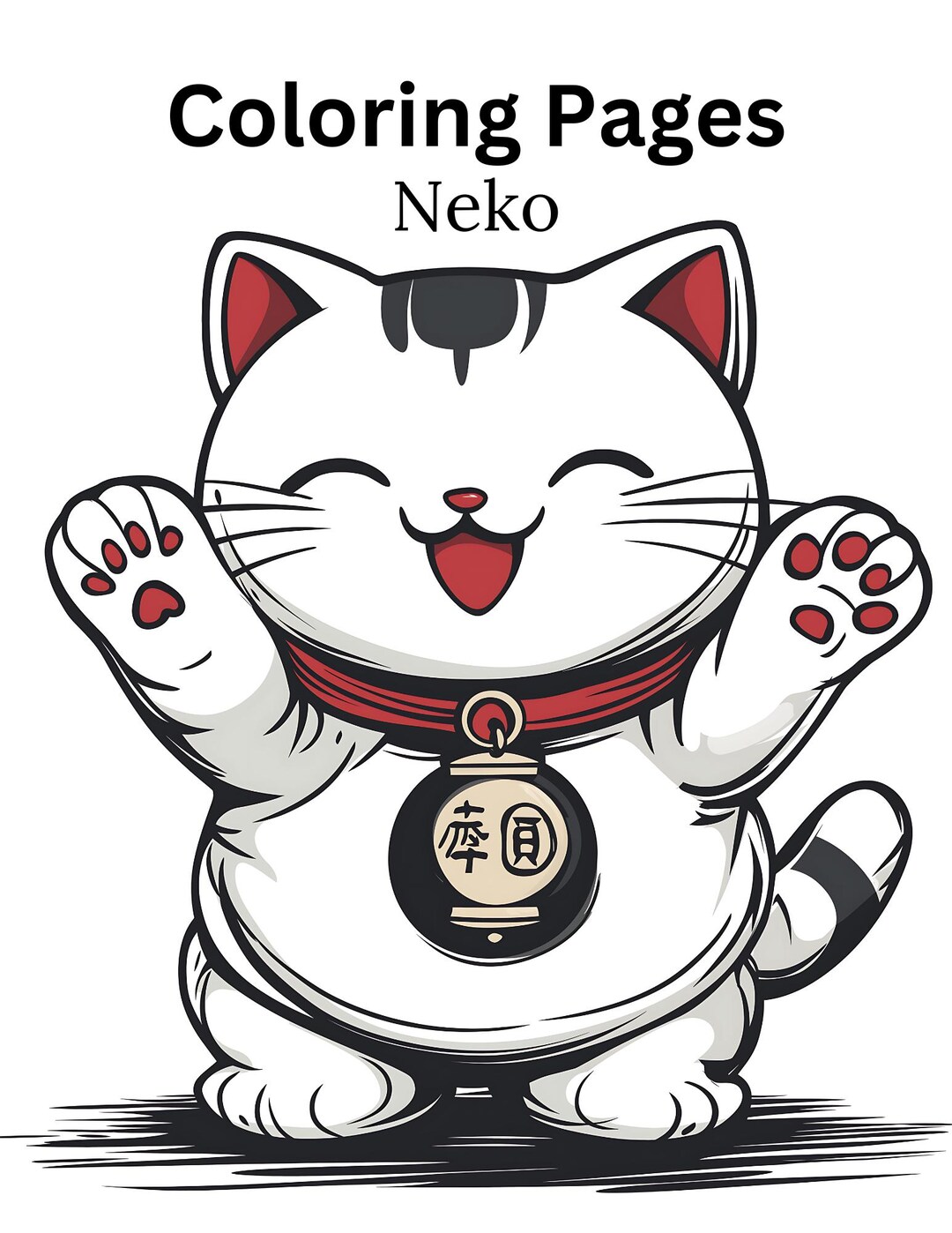 Lucky Cat Coloring Pages | Japanese Kimono Designs (PDF Pattern) - Etsy
