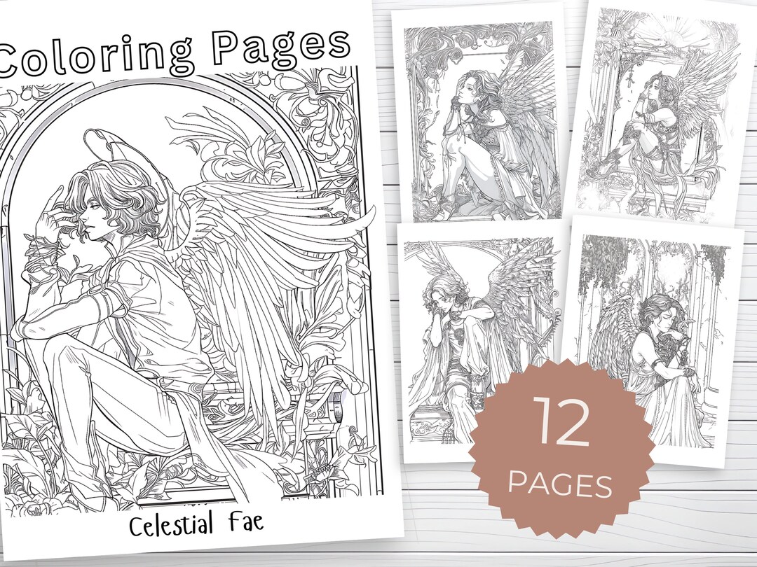 Celestial Fae Coloring Pages. Heavenly Angels. Coloring Pages for ...