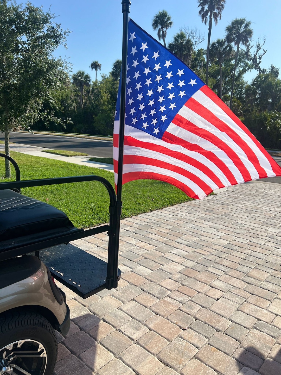Golf Cart Flag Pole Mount - Quickly Attaches to Sq Tubing - Pole and ...