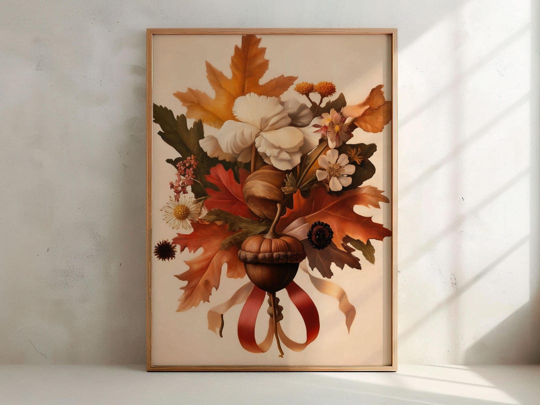 Fall Autumn Printable Art Digital Download Autumnal Leaves Bouquet ...