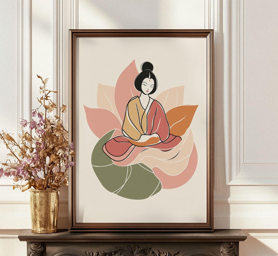 Pink Bindi Art Print Hindu Woman Body Wall Art Yoga Pose Artwork Yoga ...