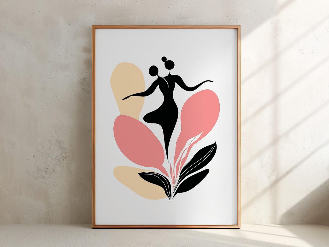 The Blob Art Dance Movement Print Digital Pink and Black Artwork Floral ...