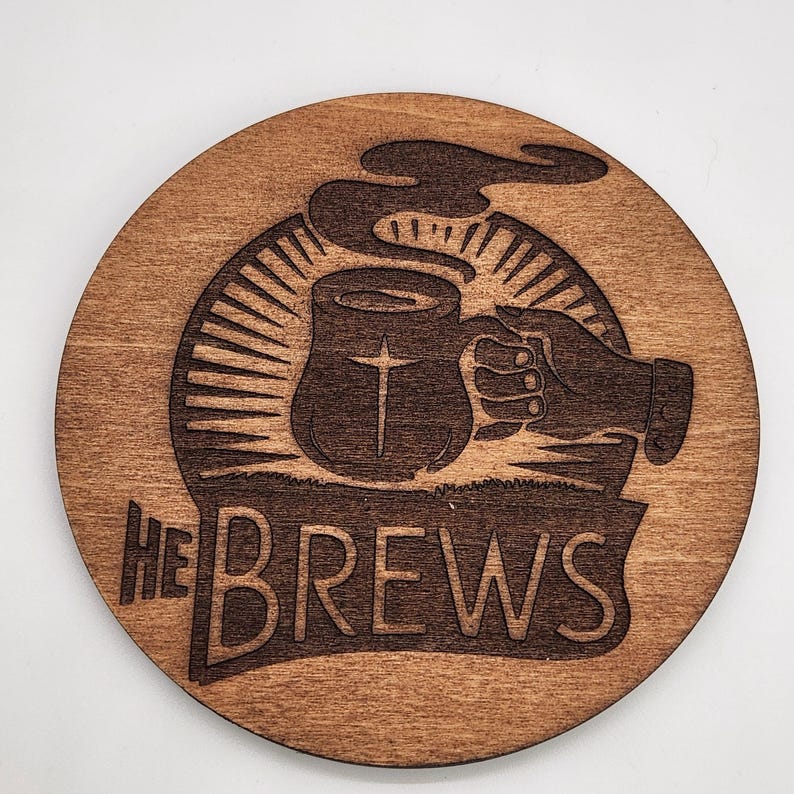 Christian Wooden Coffee Coaster, Set of 6, Faith & Coffee-inspired ...