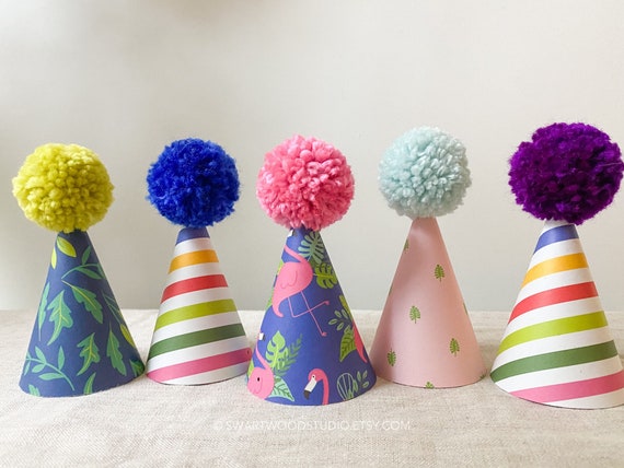Pom Party Hat Flamingo Tropical Collection | Etsy