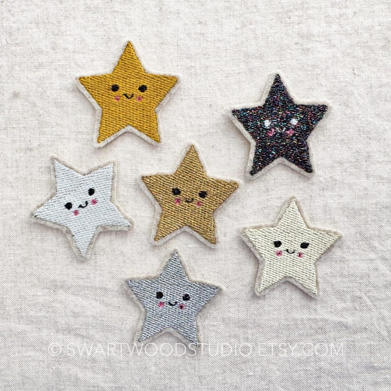 Embroidered Star Patches Gold - Etsy
