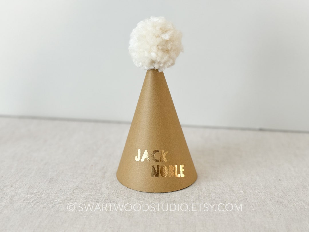 Pom Party Hat - Size Large GOLD Monogram Personalized Collection - Etsy