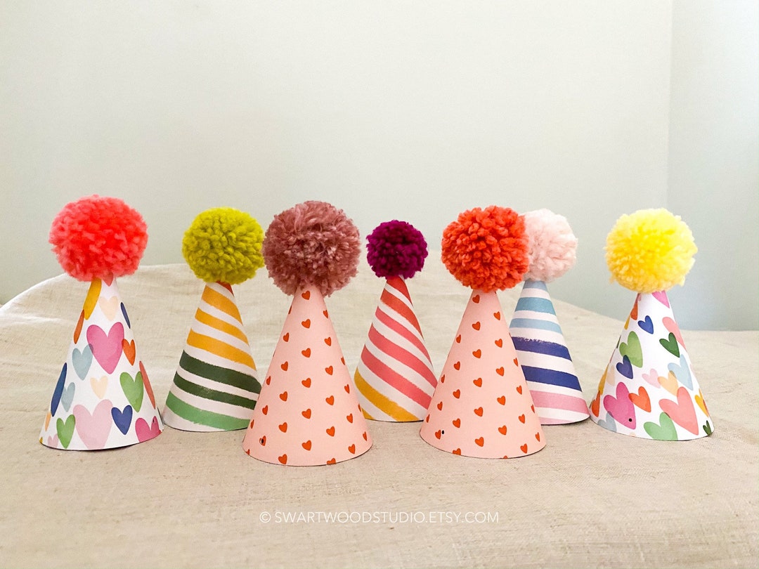 Pom Party Hat - Hearts + Rainbows Collection - Etsy