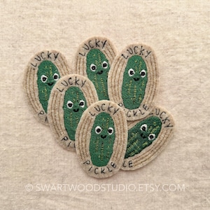 Good Luck Lucky Pickle Embroidered Decorative Iron on Patch Pickle Ball or White Elephant Gift ...