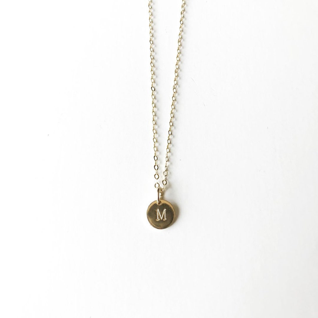 Mini Gold Initial Necklace: 14kt Gold Filled Personalized Letter ...