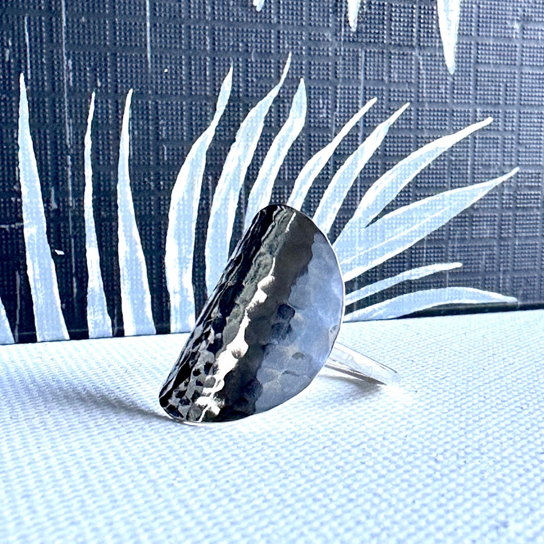 Steel Pan Hammered Silver Disc Ring - Nickel Free Hypoallergenic - Gift ...