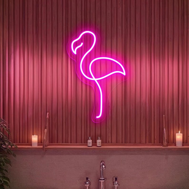 Flamingo Neon Sign Pink LED Neon Light for Bedroom Wall Decor Aesthetic ...