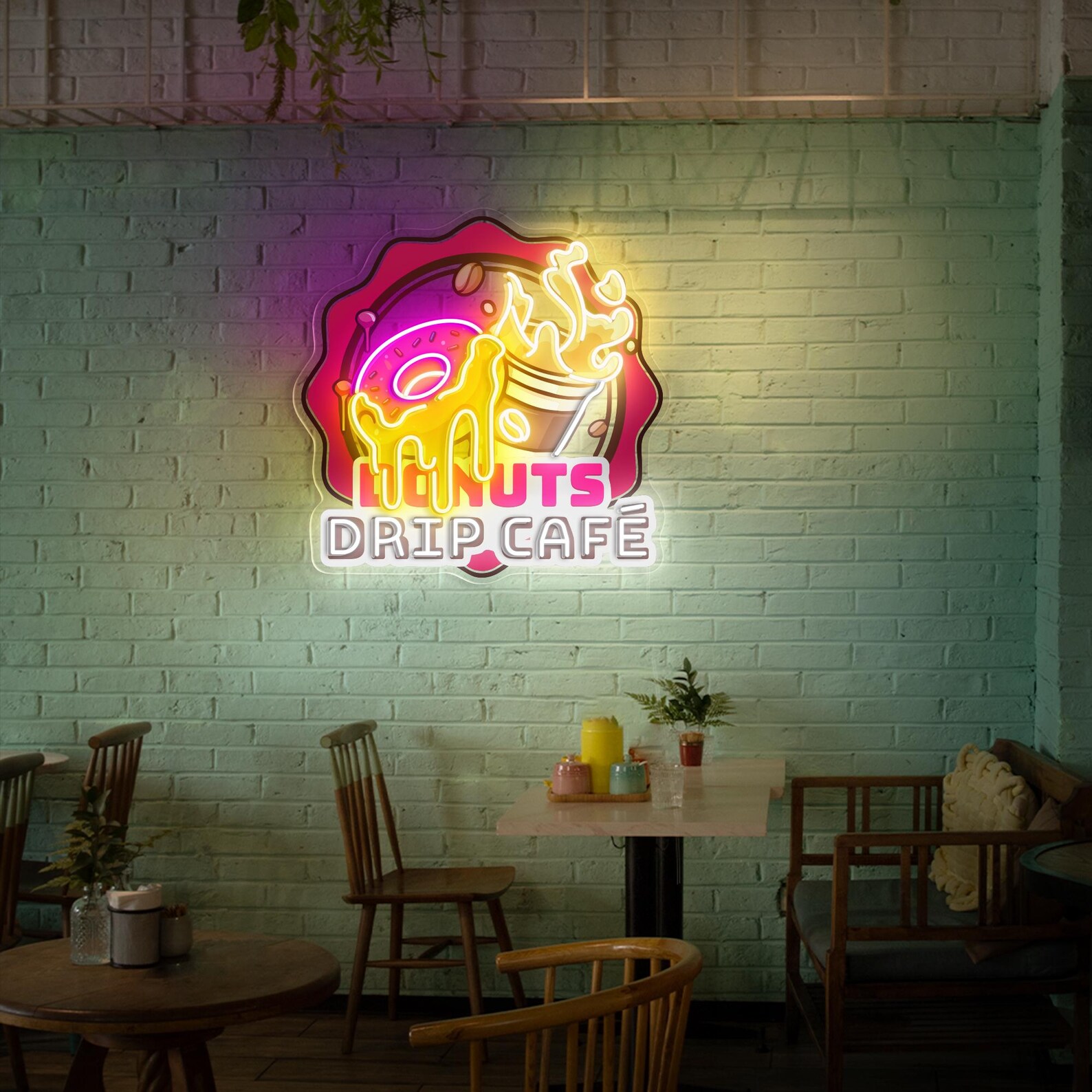 Custom Donut Drip Cafe LED Neon Sign, Bakery Wall Decor, Coffee Shop ...