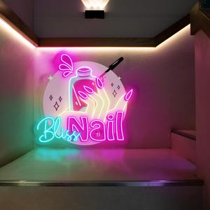 Bliss Nails LED Neon Sign, Custom Nail Salon Sign, Modern Wall Decor ...