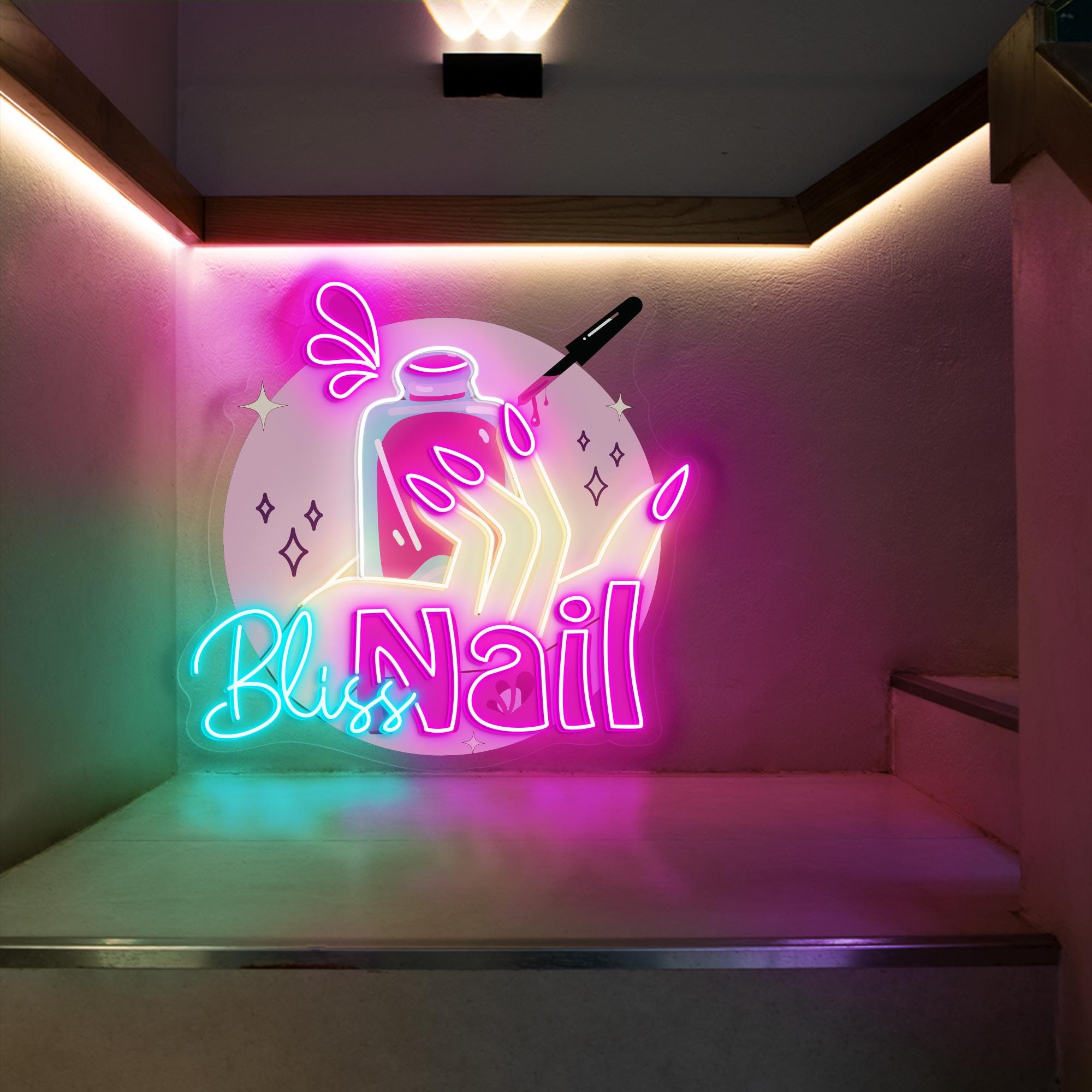 Bliss Nails LED Neon Sign, Custom Nail Salon Sign, Modern Wall Decor ...
