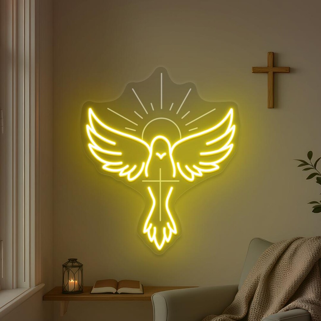 Dove Cross Neon Sign, Dove LED Neon Sign, Jesus Neon Light, Cross Neon ...
