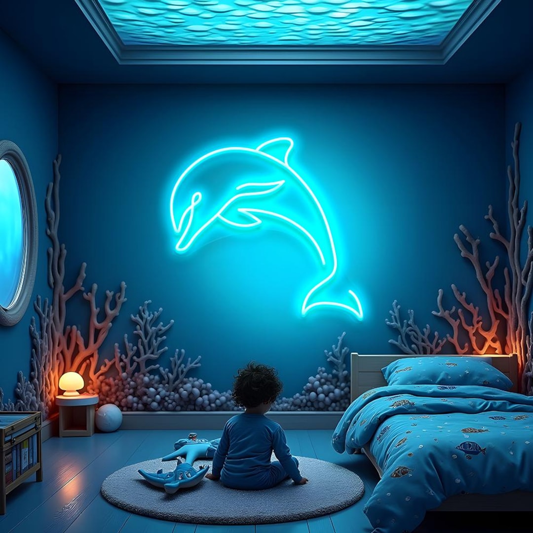 Dolphin Neon Sign, Dolphin Led Sign, Sea Animal Wall Art Led Light ...