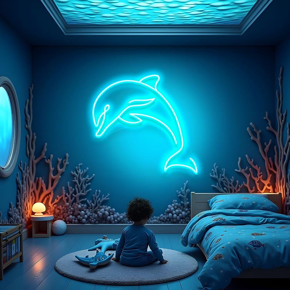 Dolphin Neon Sign, Dolphin Led Sign, Sea Animal Wall Art Led Light ...