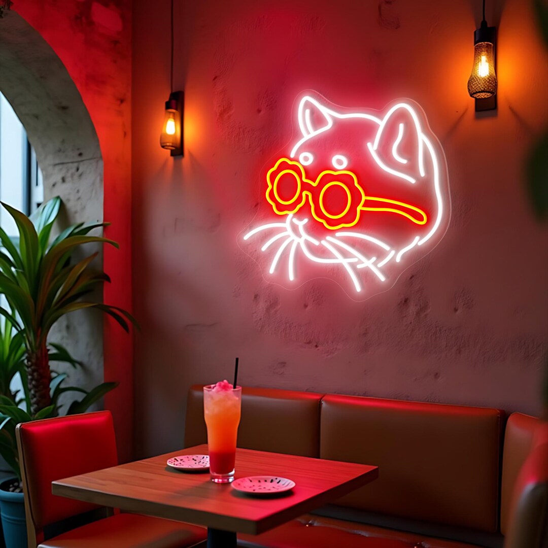 Cool Cat Neon Sign, Cute LED Cat Sign, Cat Wall Light, Cat Neon Decor ...