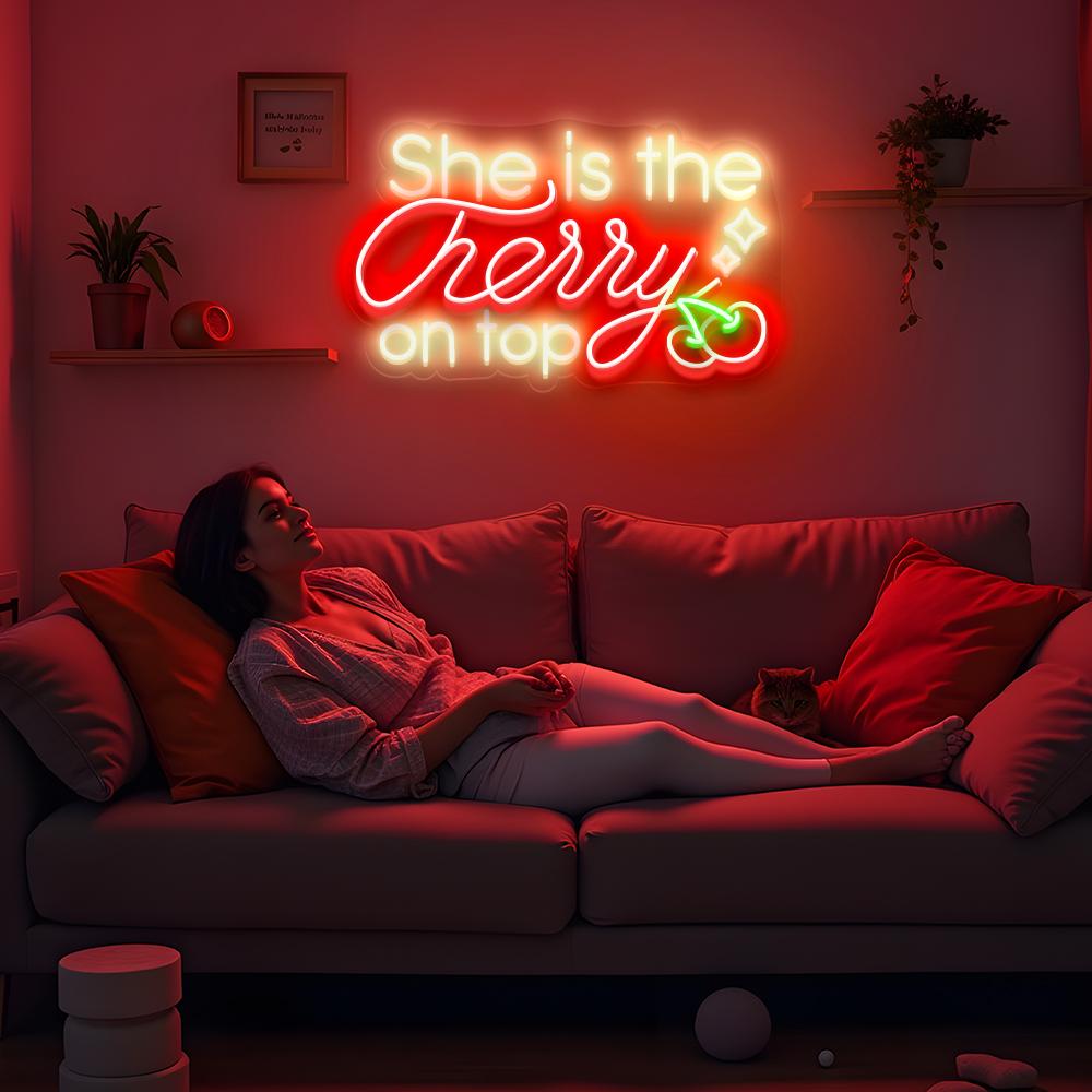 She is the Cherry on Top Neon Sign Cherry Nursery Wall Art Decor Cherry ...