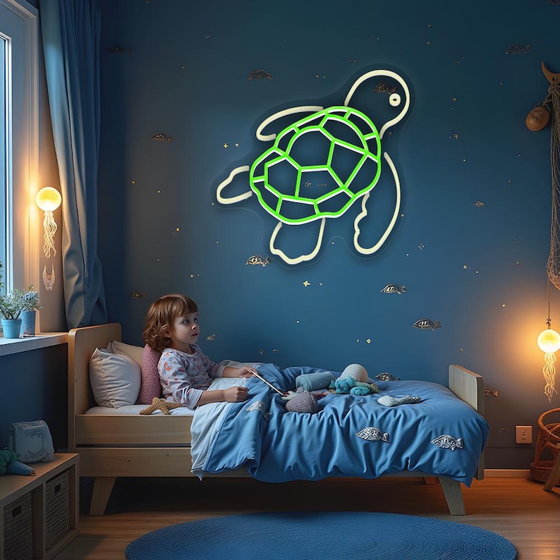 Sea Turtle Neon Sign, Cute Turtle Led Sign, Ocean Lover Neon Gift, Kids ...