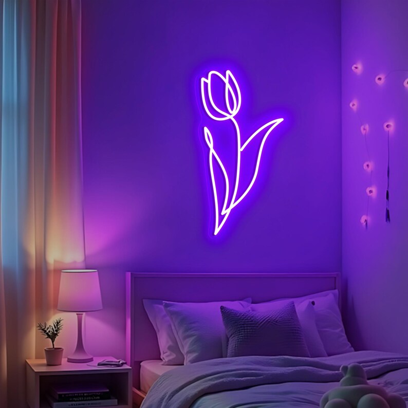 Tulip Flower Neon Sign Custom Flower LED Neon Light for Florist Flower ...