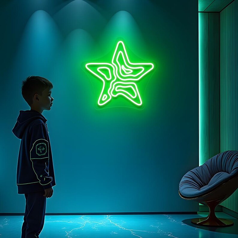 Abstract Star Neon Sign - Art Star LED Light, Custom Urban Style Neon ...