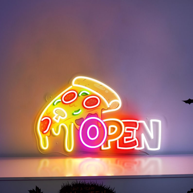 Open Pizza LED Neon Sign, Pizza Neon Sign, Custom Neon Signs, Shop ...