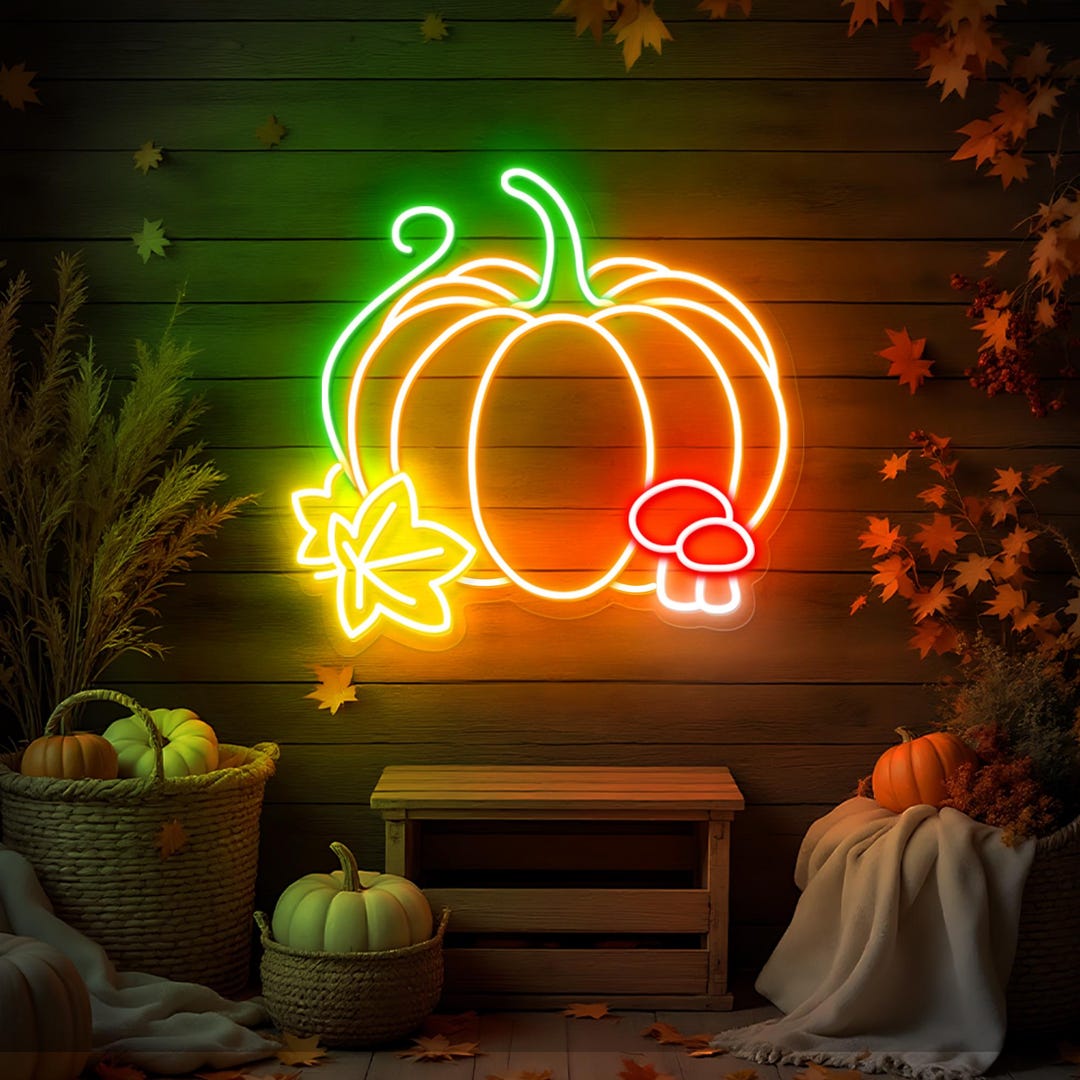 Pumpkin Fall Neon Sign, Autumn Pumpkin LED Light, Fall Season Decor ...