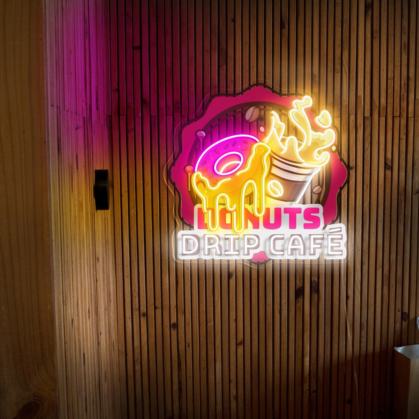 Custom Donut Drip Cafe LED Neon Sign, Bakery Wall Decor, Coffee Shop ...