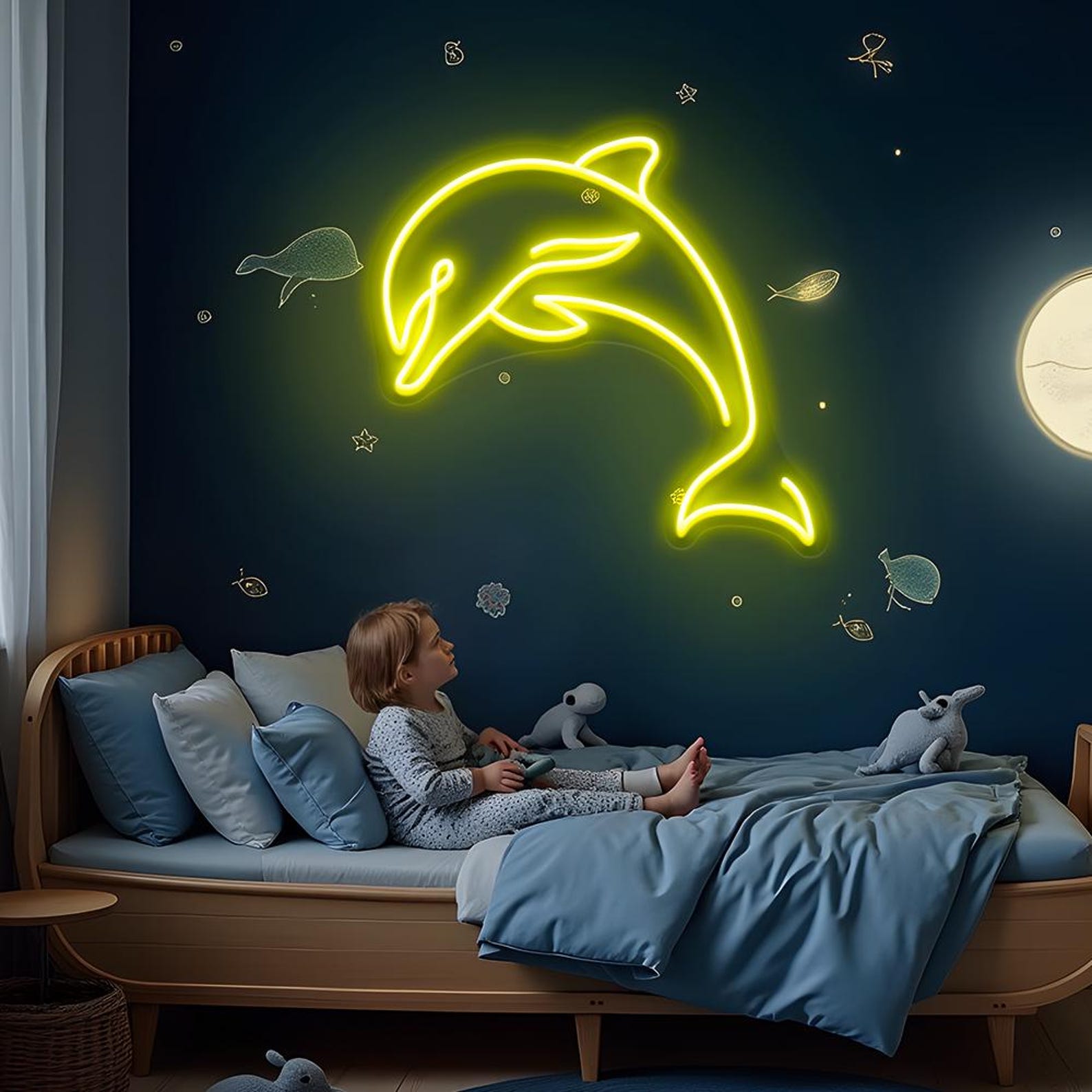 Dolphin Neon Sign, Dolphin Led Sign, Sea Animal Wall Art Led Light ...