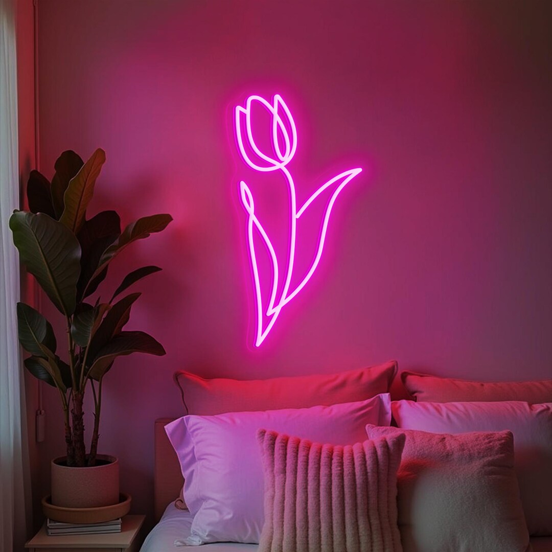 Tulip Flower Neon Sign Custom Flower LED Neon Light for Florist Flower ...