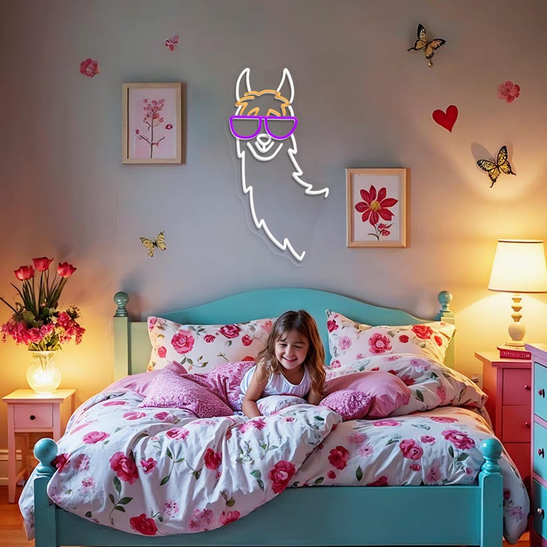 Cool Llama Neon Sign Funny LED Wall Light Aesthetic Room Decor Llama ...