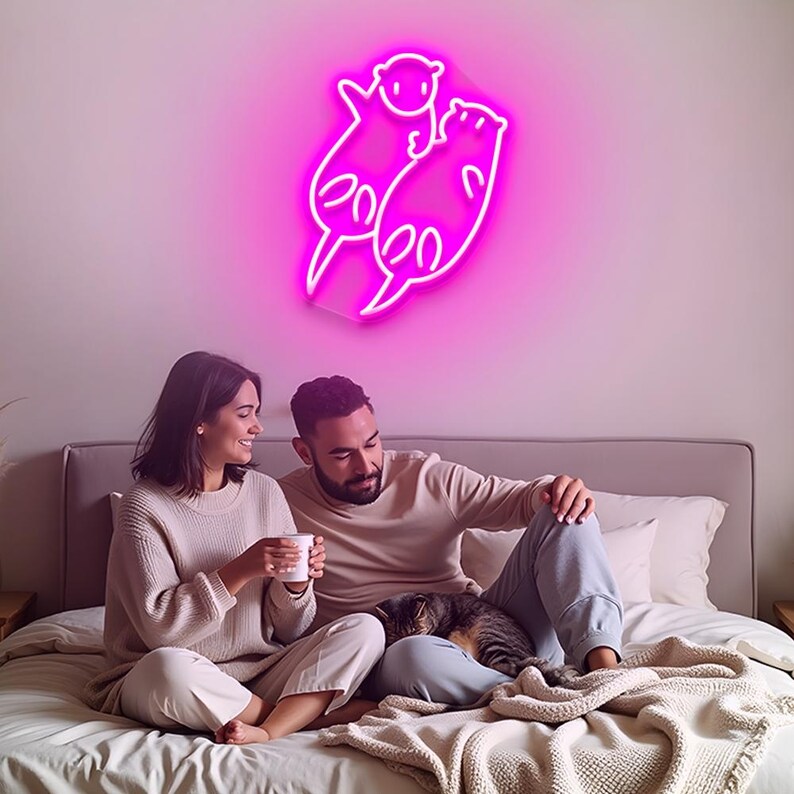 Otters Neon Sign, Cute Otter LED Wall Light Kawaii Room Decor Aesthetic ...