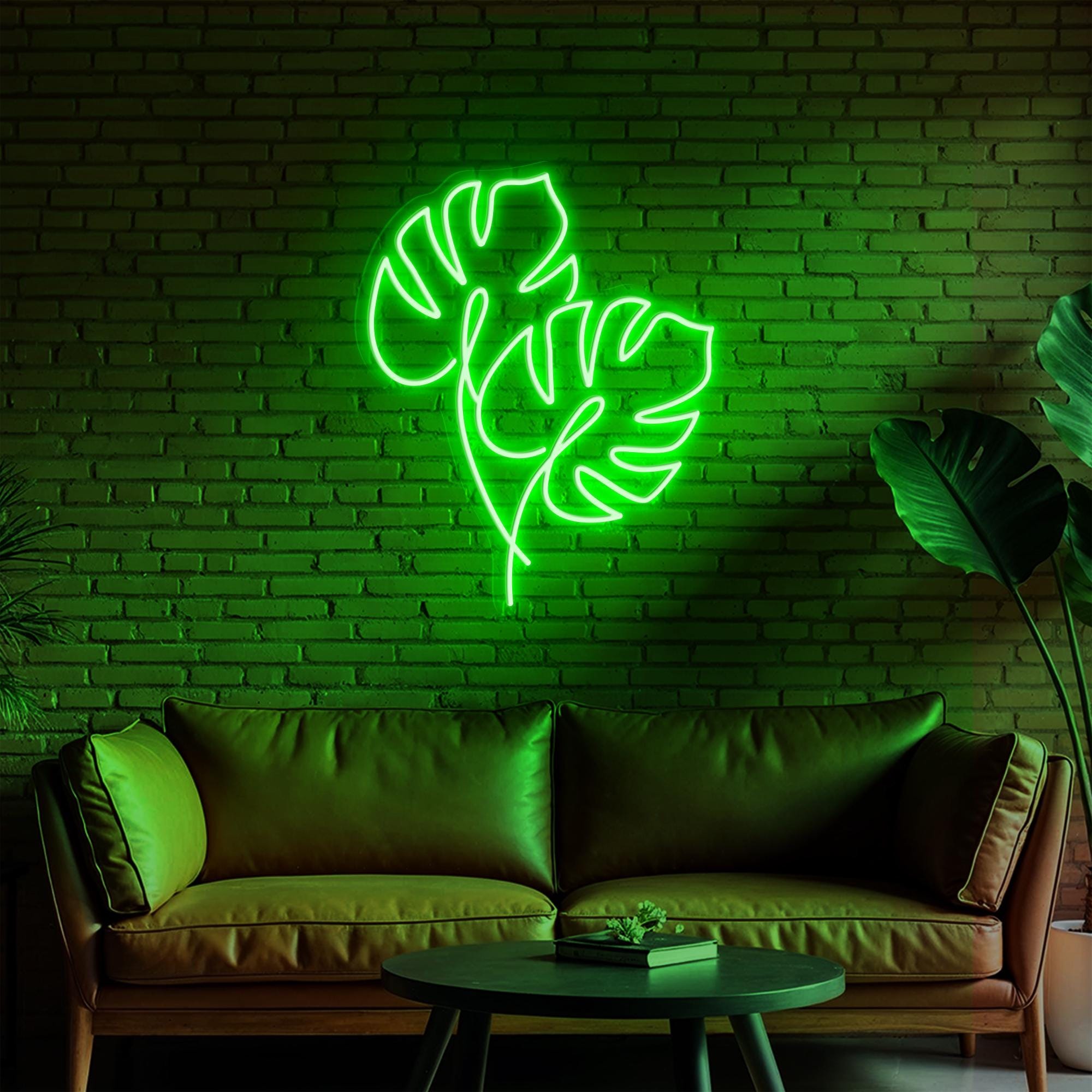 Double Monstera Leaf Neon Sign Custom Monstera Plant LED Neon Light New ...