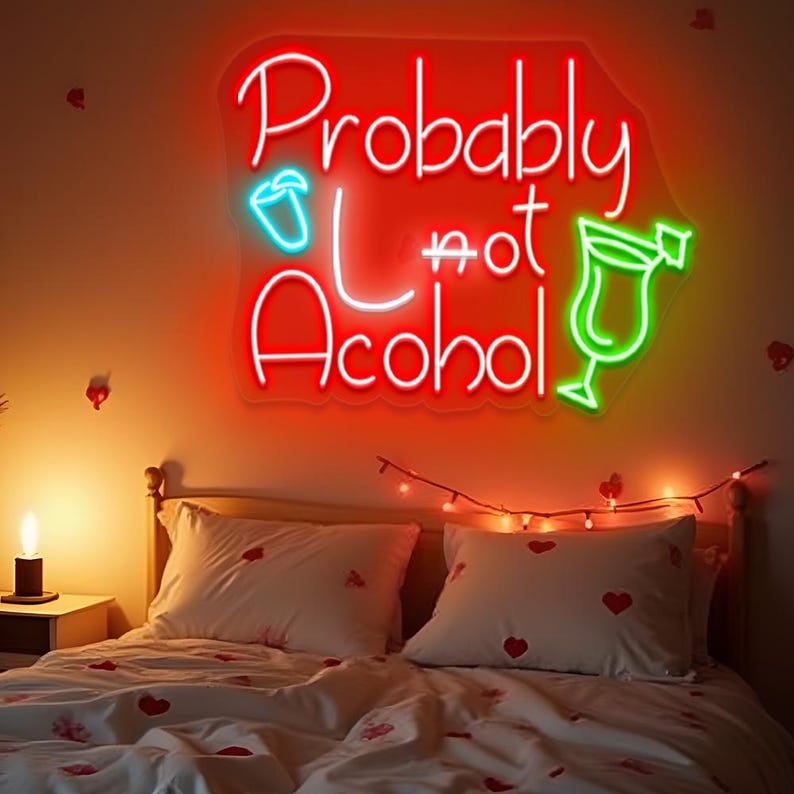 Probably N/lot Alcohol Neon Sign - Custom LED Bar Light, Cocktail ...