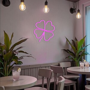 Lucky Clover Neon Sign Four Leaf Clover LED Light St. Patrick’s Day ...