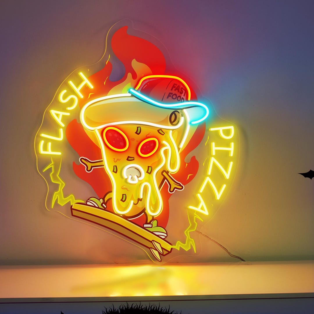Flash Pizza LED Neon Sign, Pizza Restaurant Decor, Business Logo LED ...