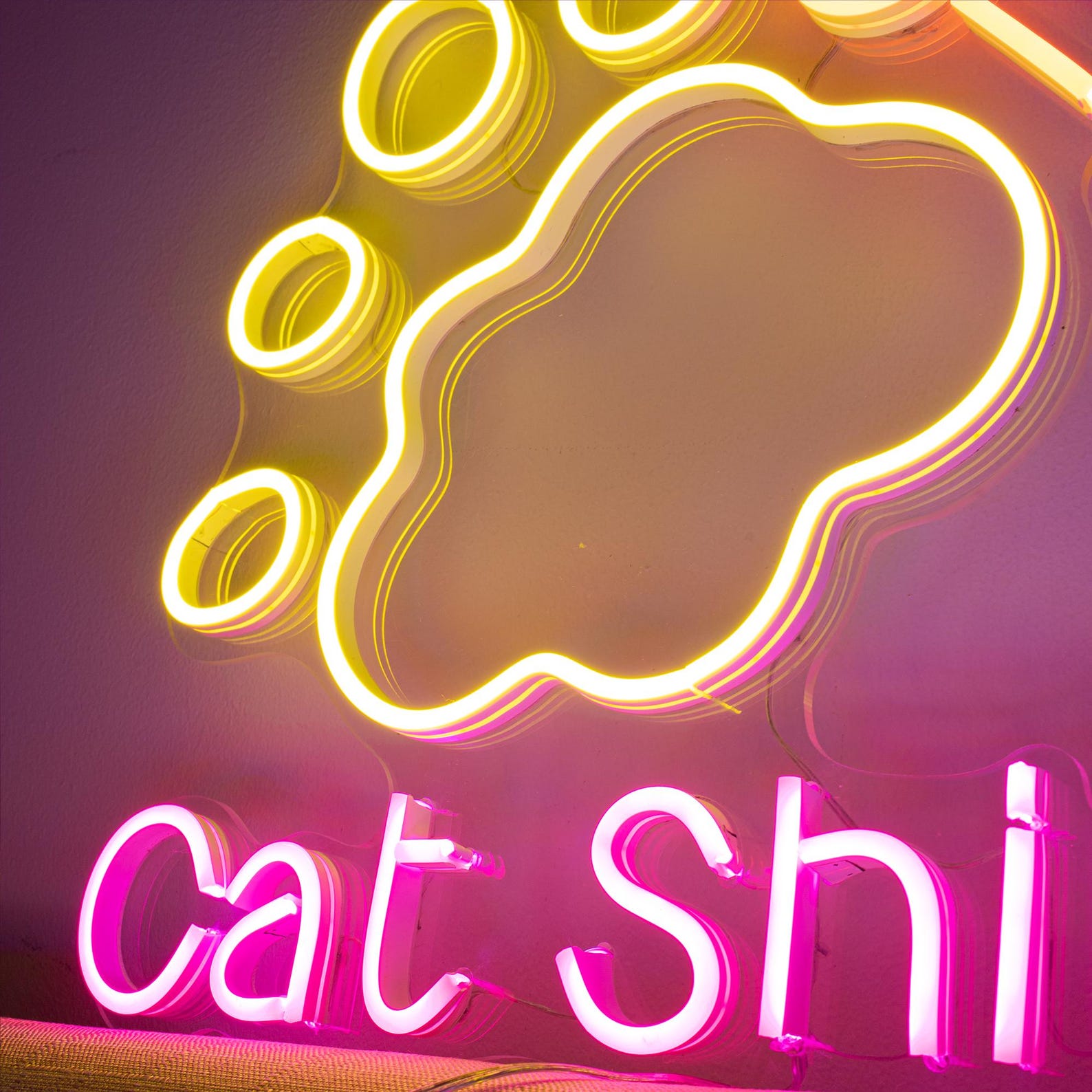 Cat Shine Logo LED Neon Sign, Personalized Pet Shop Logo Sign, Custom ...