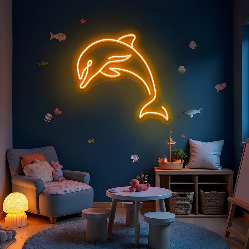 Dolphin Neon Sign, Dolphin Led Sign, Sea Animal Wall Art Led Light ...