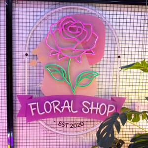Flower Shop Logo LED Neon Sign, Custom Neon Sign, Garden Decor, Flower ...
