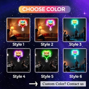 Heart Crying Eye LED Neon Sign, Heart & Tears Neon Light, Tattoo Shop ...