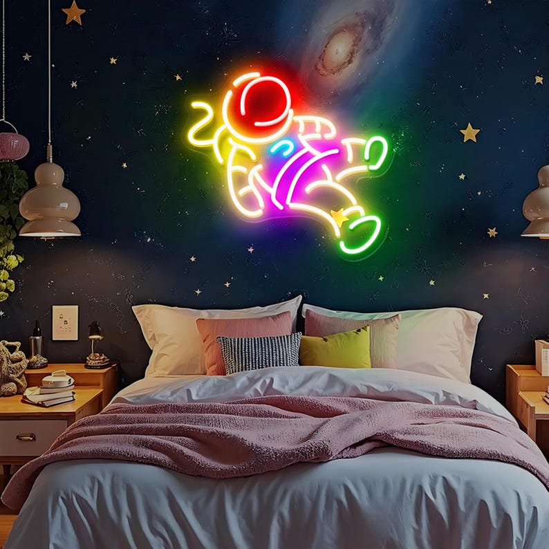 Astronaut Neon Sign Spaceman LED Wall Light Bedroom Decor Galaxy ...