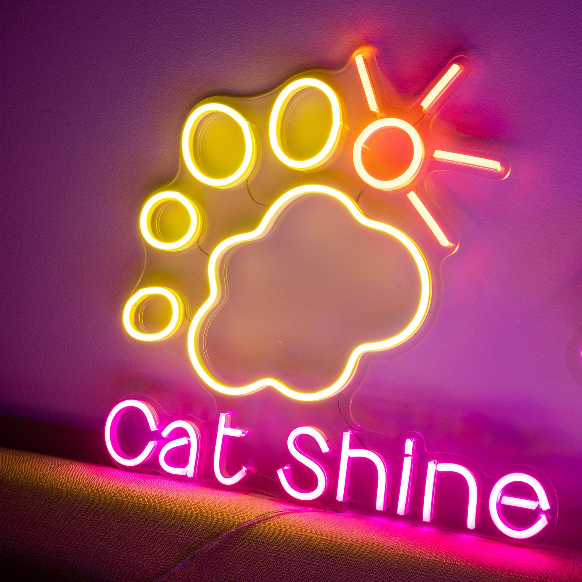 Cat Shine Logo LED Neon Sign, Personalized Pet Shop Logo Sign, Custom ...