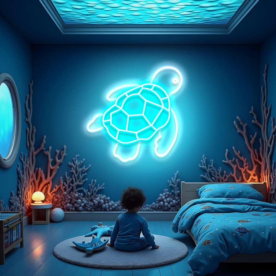 Sea Turtle Neon Sign, Cute Turtle Led Sign, Ocean Lover Neon Gift, Kids ...