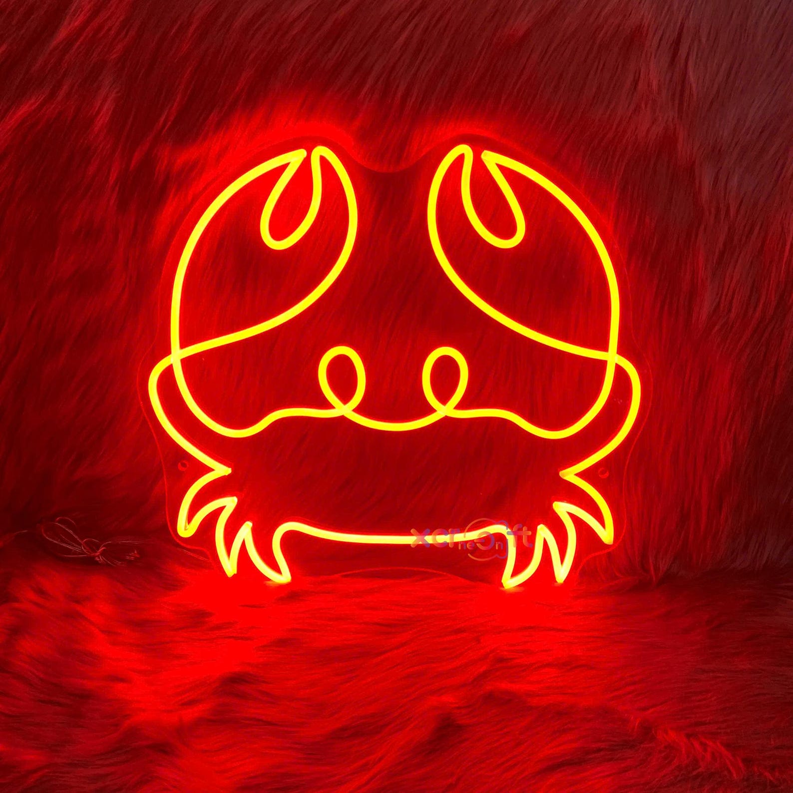 Cute Crab Neon Sign, Crab LED Sign, Crab Wall Art, Crab Restaurant Neon ...