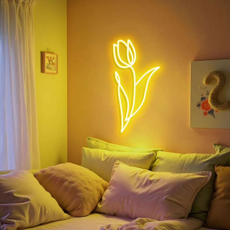 Tulip Flower Neon Sign Custom Flower LED Neon Light for Florist Flower ...