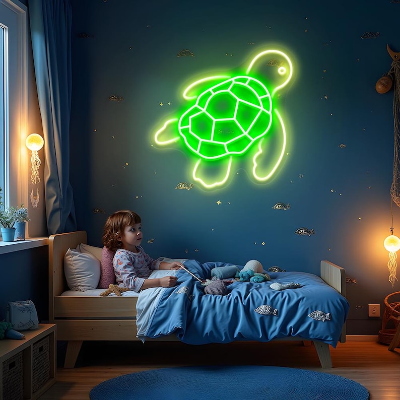 Sea Turtle Neon Sign, Cute Turtle Led Sign, Ocean Lover Neon Gift, Kids ...