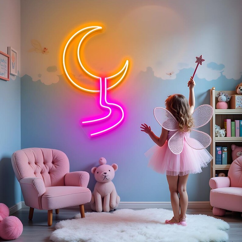 Moon River Neon Sign, Moon Led Sign, Crescent Moon Wall Light for ...