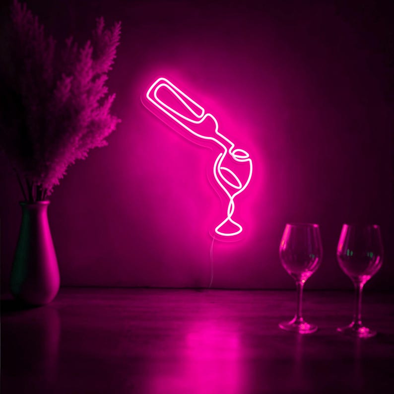 Wine Glass Neon Sign Pub Decor Wine Lover Gift Wine Glass Wall Decor ...
