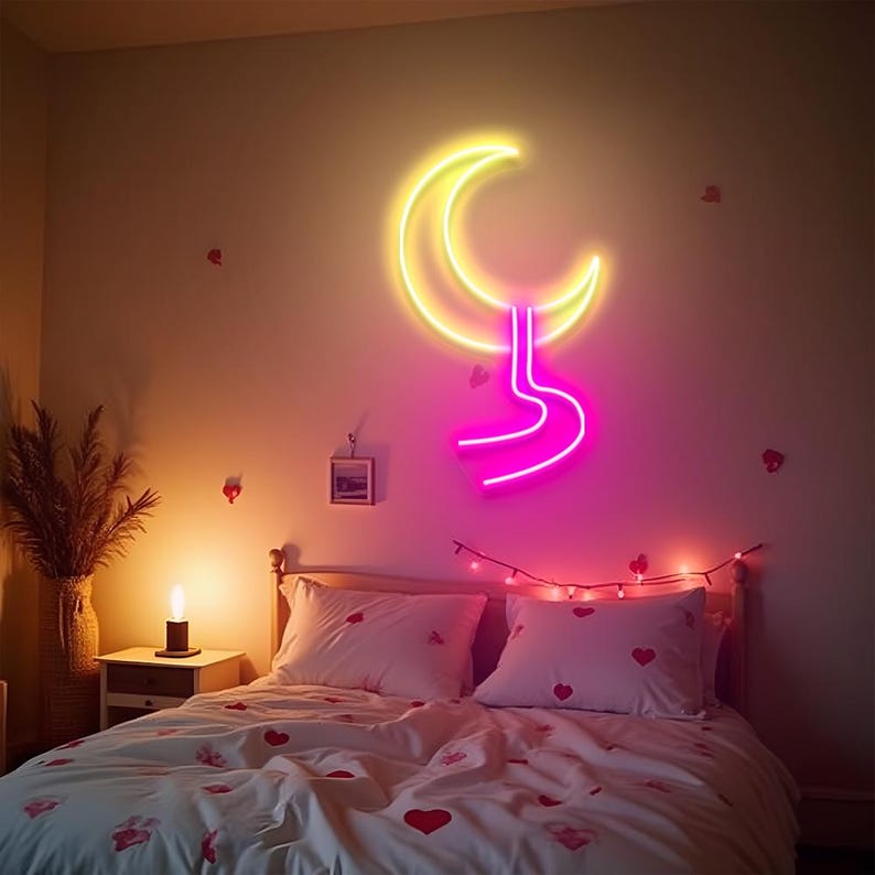 Moon River Neon Sign, Moon Led Sign, Crescent Moon Wall Light for ...
